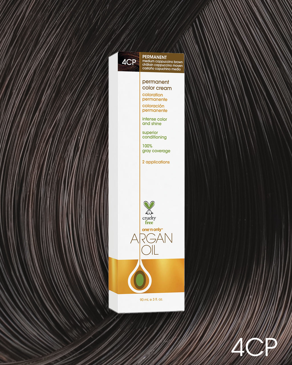Argan Oil Permanent Hair Color 4CP Medium Cappuccino Brown – One n Only ...