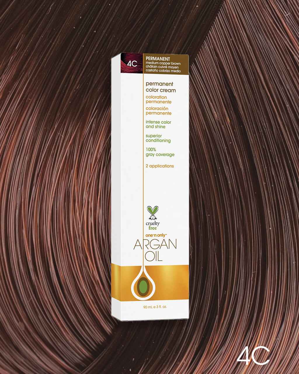 Argan Oil Permanent Hair Color 4C Medium Copper Brown – One n Only Hair ...
