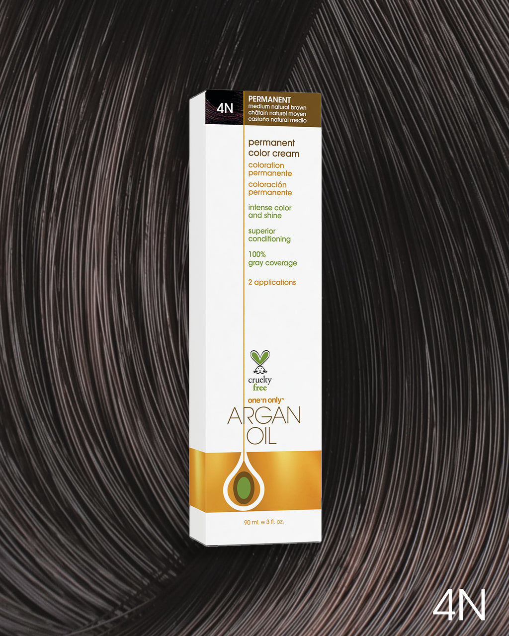 Argan Oil Permanent Hair Color 4N Medium Natural Brown – One n Only ...