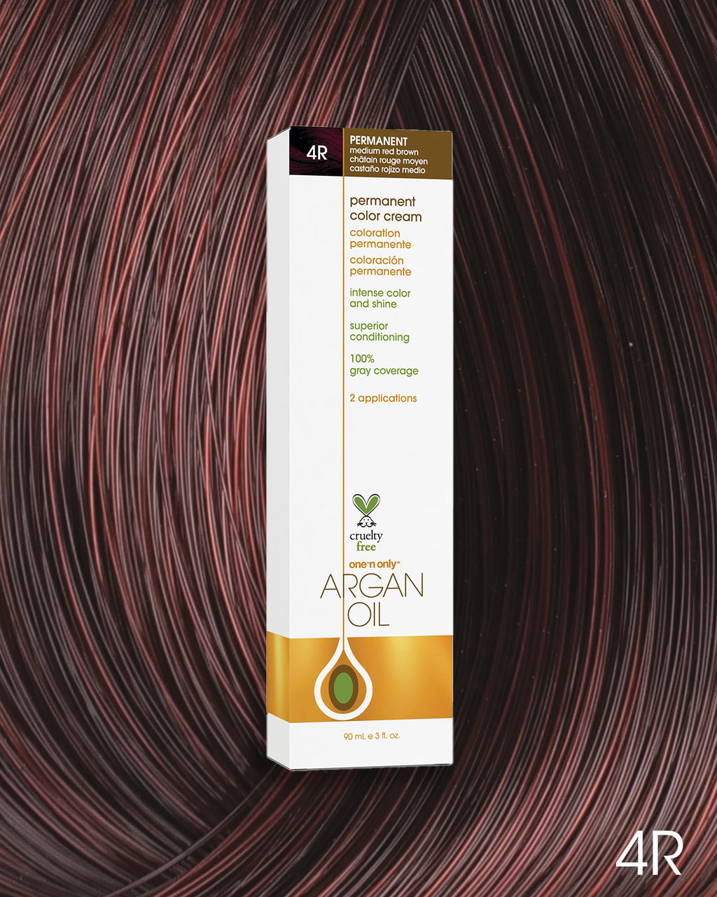 Argan Oil Permanent Hair Color 4R Medium Red Brown – One n Only Hair Care
