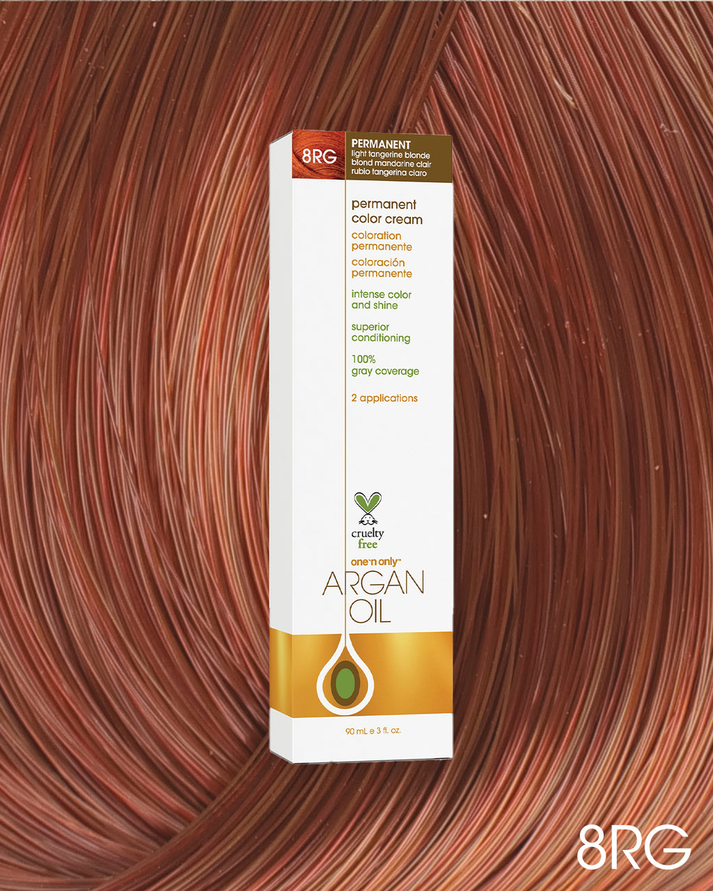 Argan Oil Permanent Hair Color 8RG Light Tangerine Blonde – One n Only ...