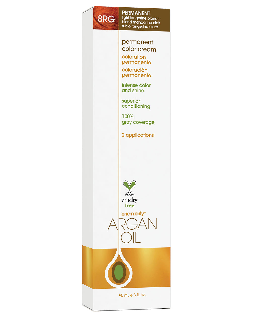 Argan Oil Permanent Hair Color 8RG Light Tangerine Blonde – One n’ Only ...